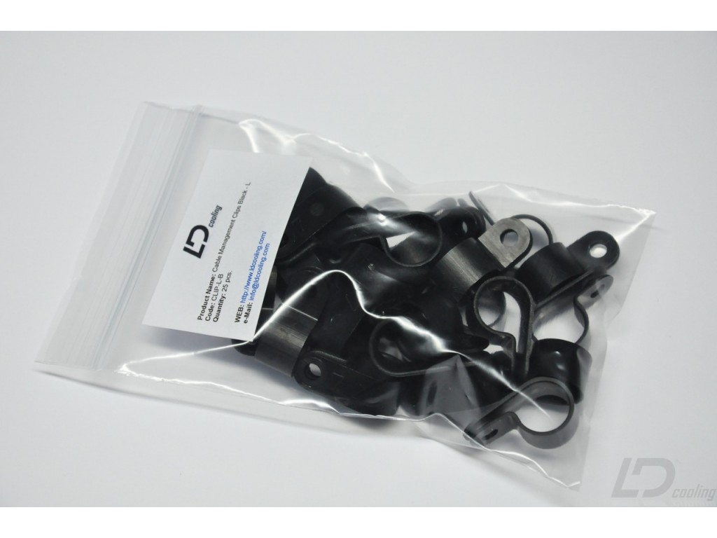Cable Management Clip Black L - 25 Pack - LD Cooling Computer Cases