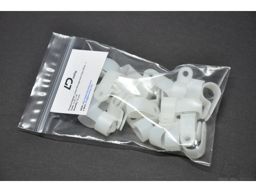 Cable Management Clip White L - 25 Pack - LD Cooling Computer Cases