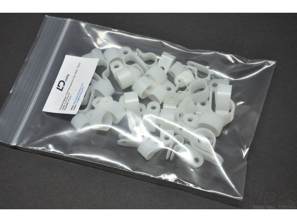 Cable Management Clips White Mixed - 40 Pack - LD Cooling Computer Cases