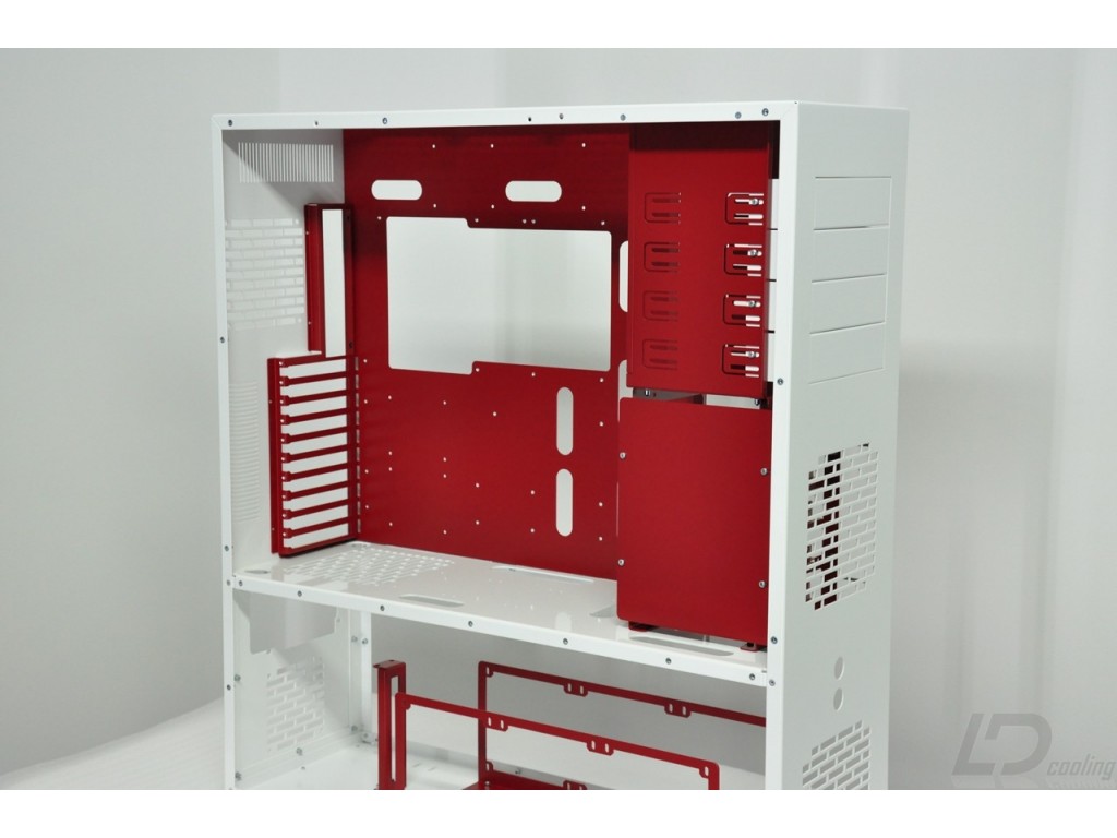 LD PC-V8 White/Red - LD Cooling Computer Cases