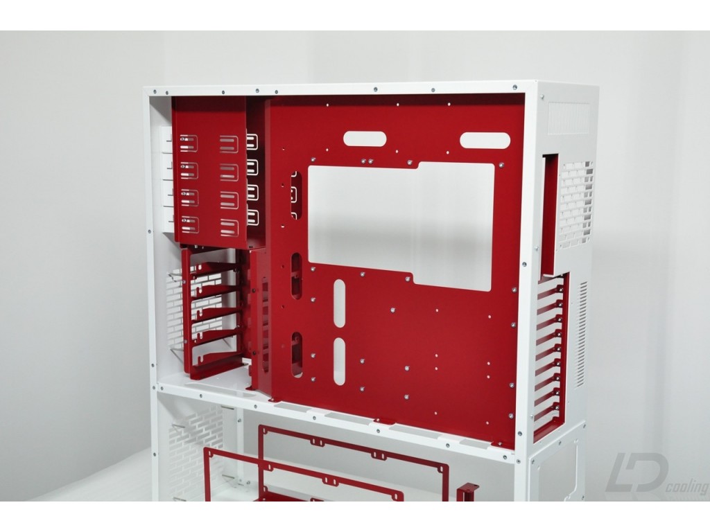 LD PC-V8 White/Red - LD Cooling Computer Cases